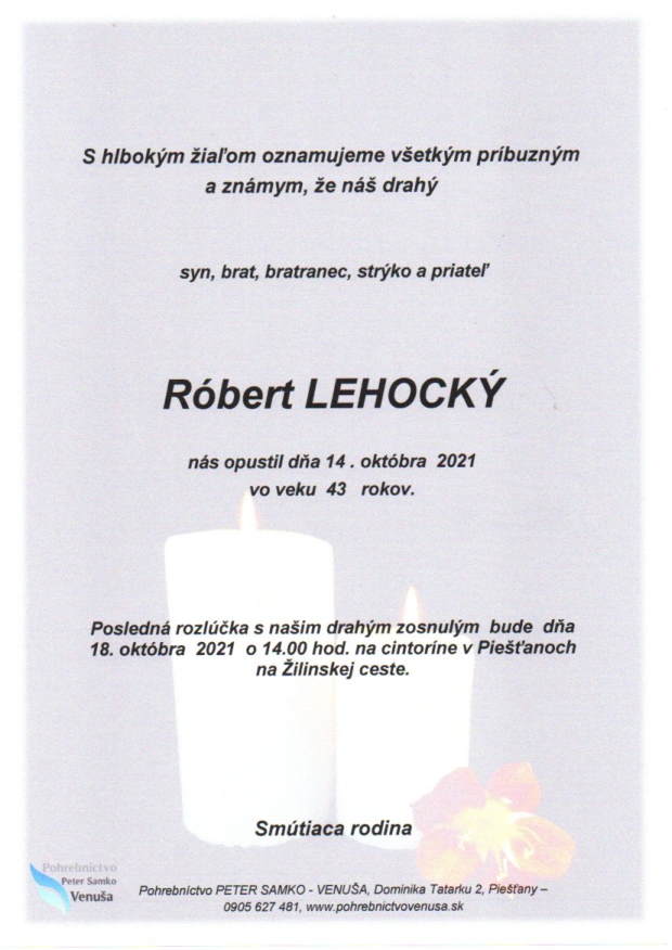 Róbert Lehocký – Peter Samko – Pohrebníctvo Venuša – pohrebná služba ...